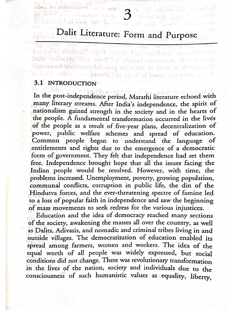 Dalit Literature - Form & Purpose | PDF