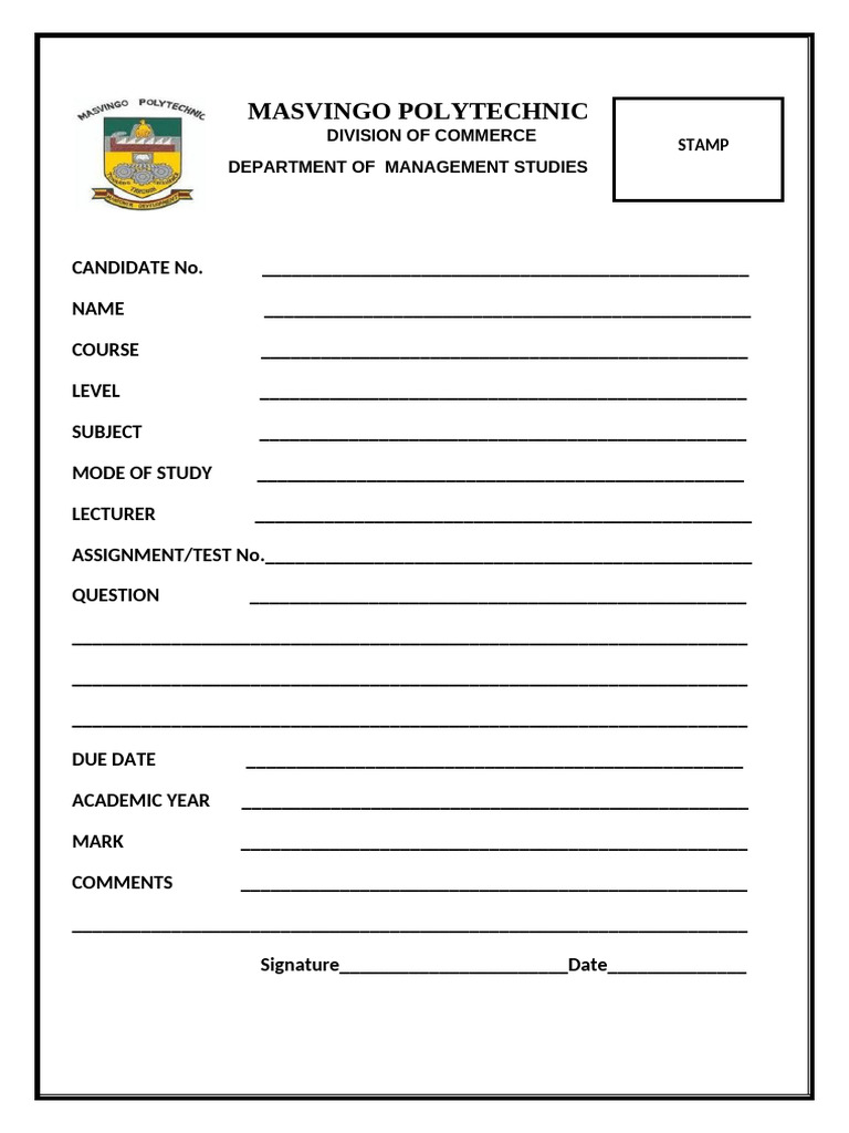 Management Studies Cover Page | PDF