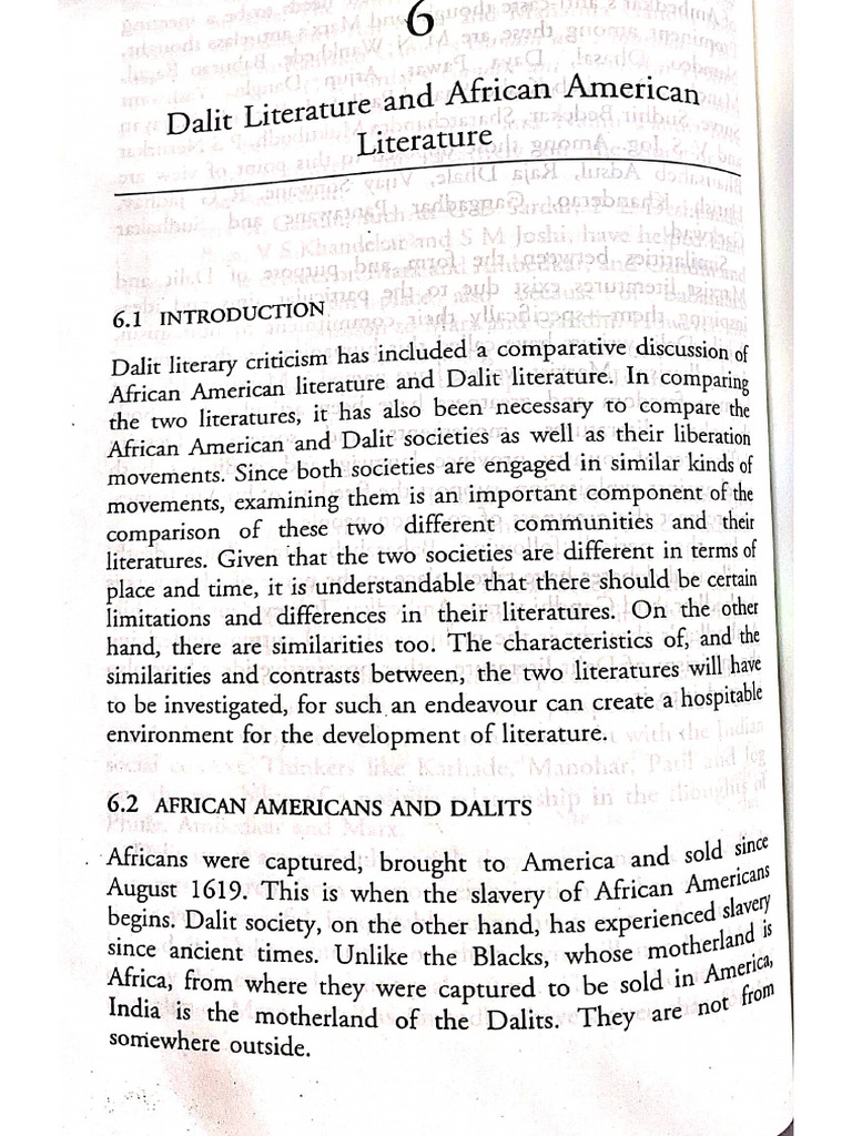 African American Literature With Dalit Literature | PDF