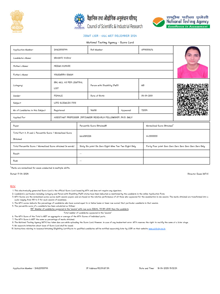 Joint Csir-ugc Net December-2024 | PDF | Student Assessment And ...