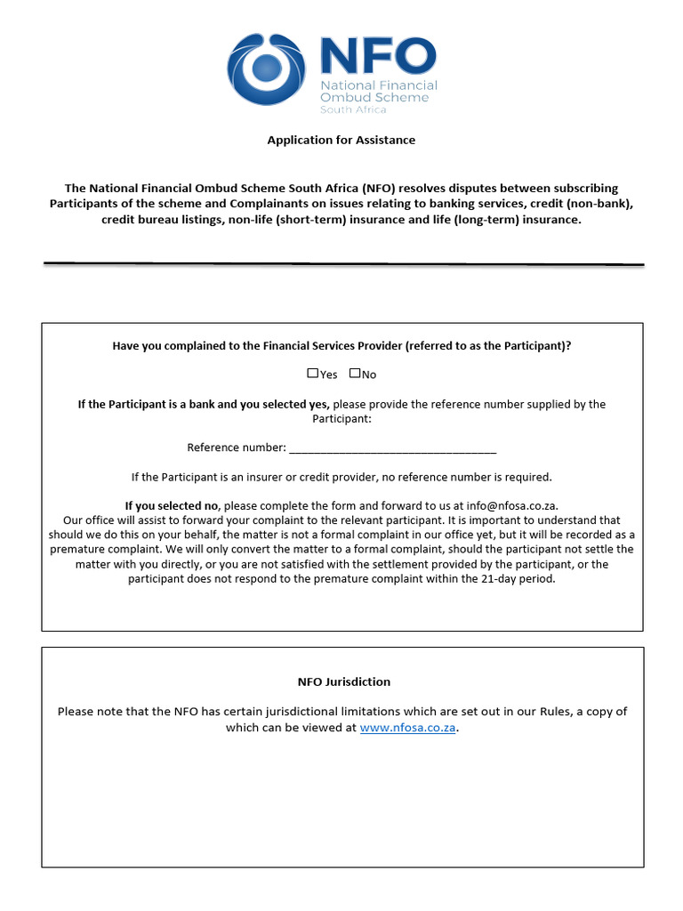 Application For Assistance Form NFO 2024 - Version 6-Edited | PDF