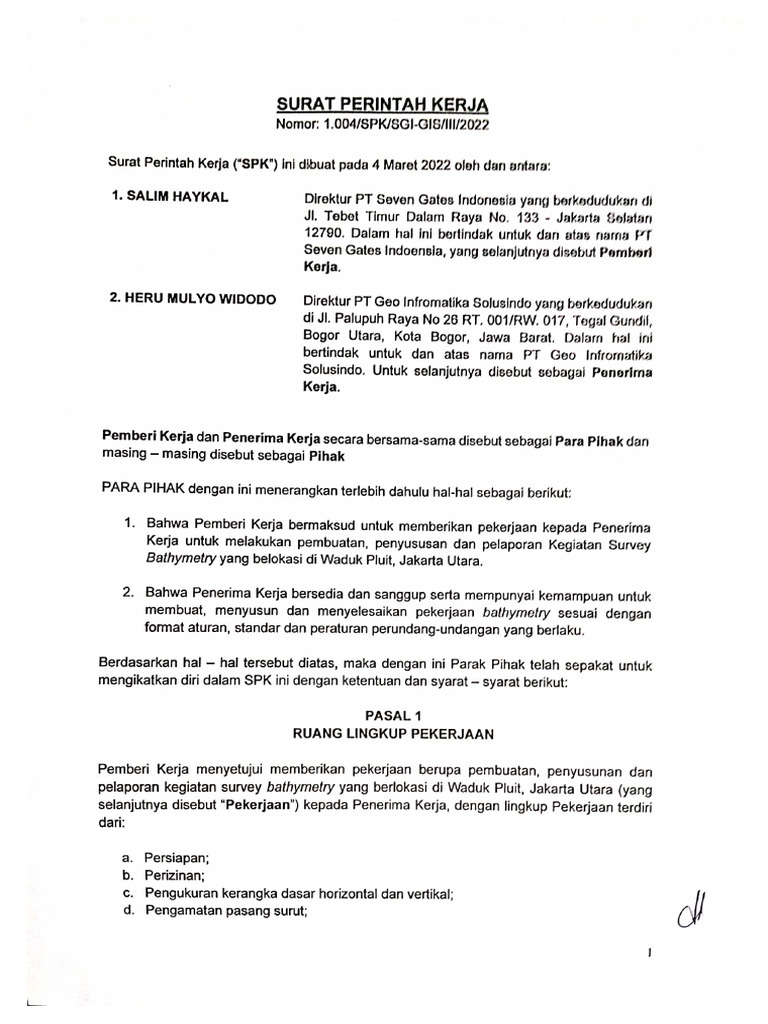 Surat Perintah Kerja | PDF