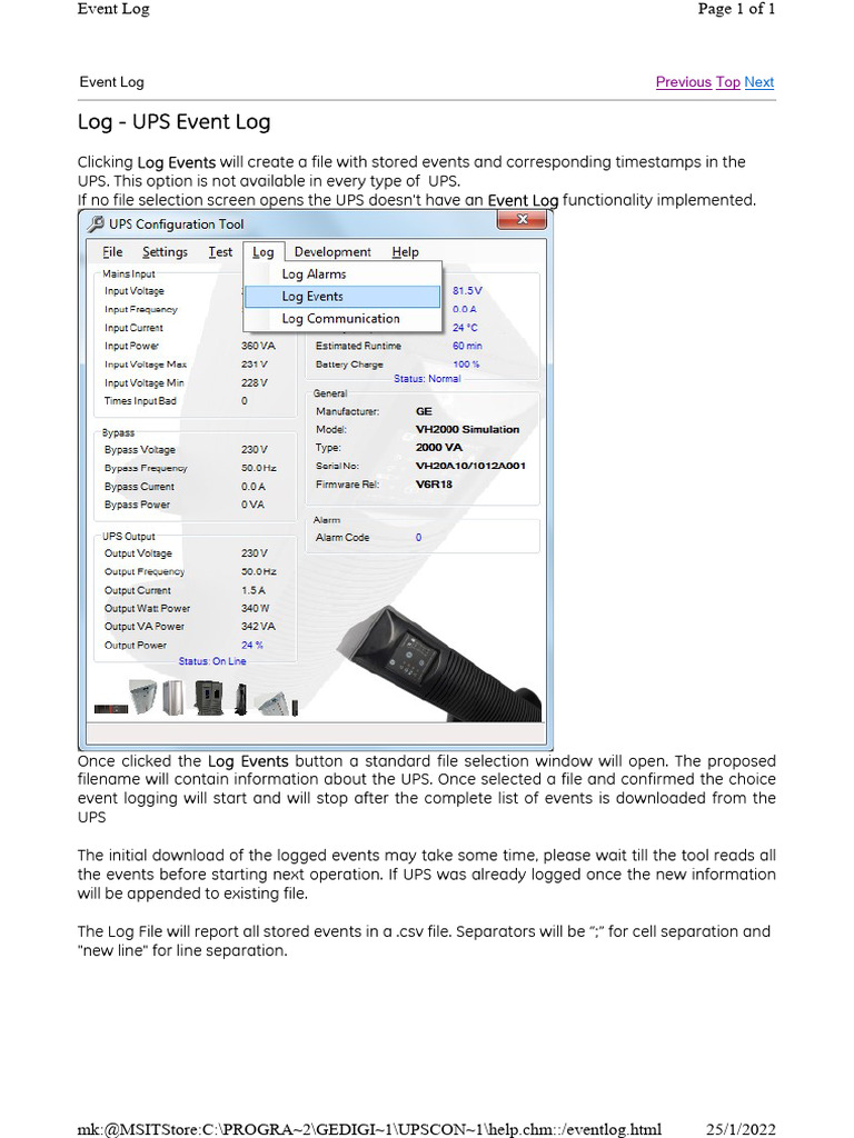 Manual UPS Configuration G.E. LP 10-11U | PDF
