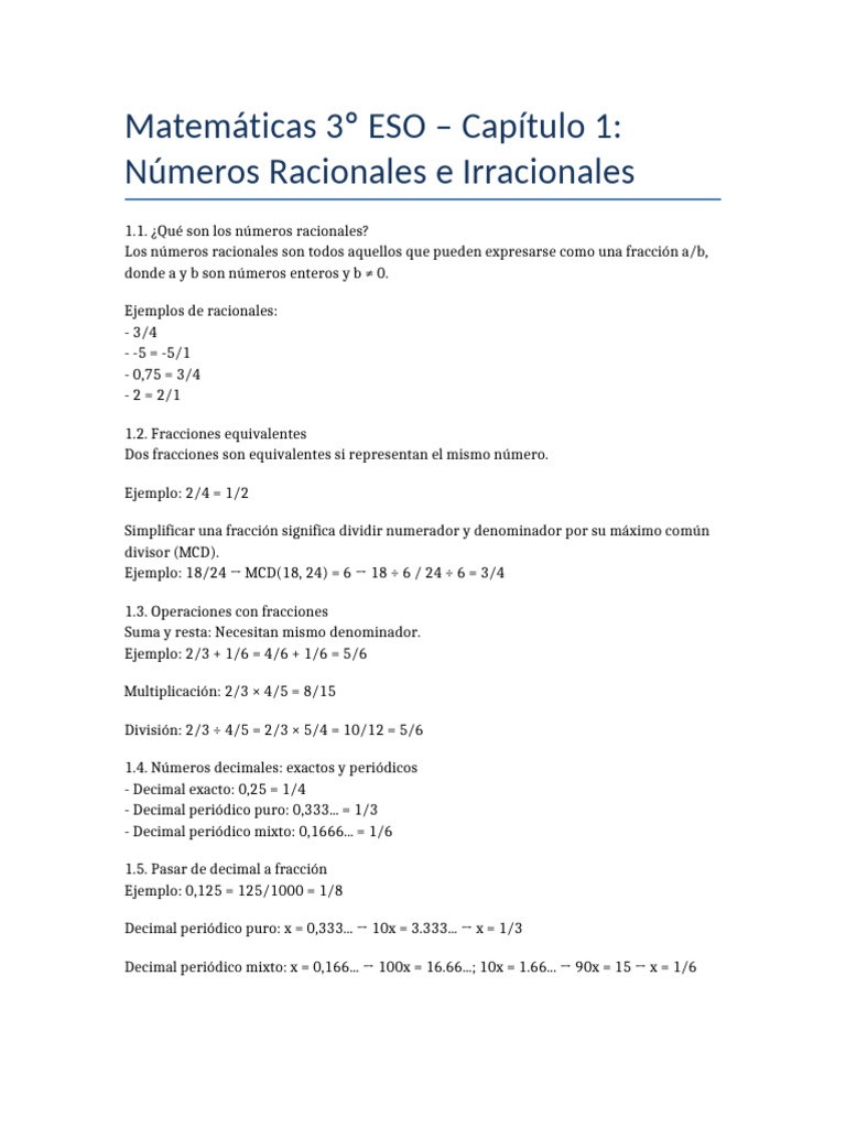 Capitulo 1 Matematicas 3eso Pdf