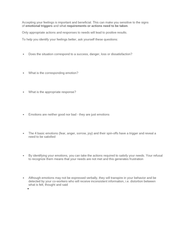 Accepting Your Feelings Is Important and Beneficial | PDF | Emotions ...