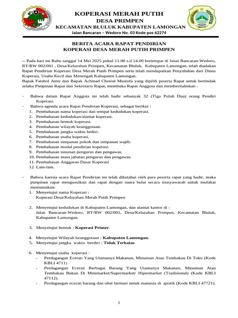 Proposal Pendirian Koperasi Merah Putih-2 | PDF