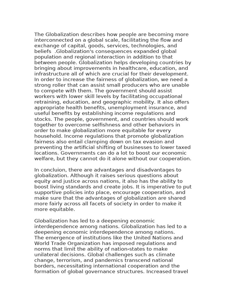 The Globalization Describes How People Are Becomin | PDF ...