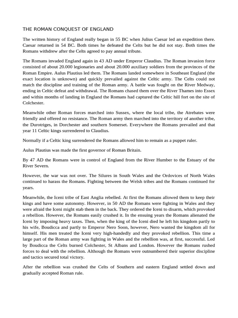The Roman Conquest of England | PDF | Roman Britain | Ancient Europe