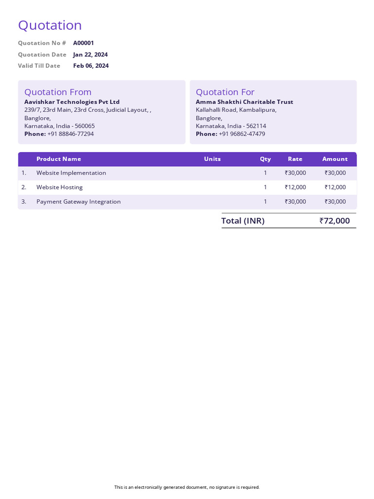 Website Quotation A00001 | PDF