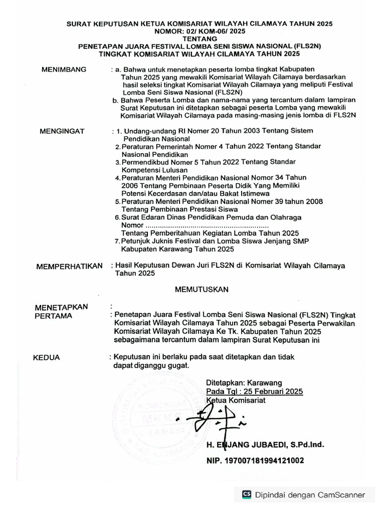SK FLS2N 2025 - Kom Cilamaya | PDF