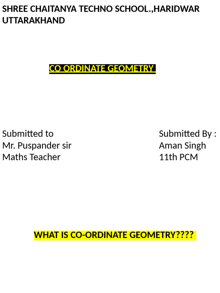 Coordinate Geometry | PDF