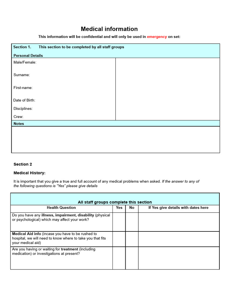 Medical Form | PDF