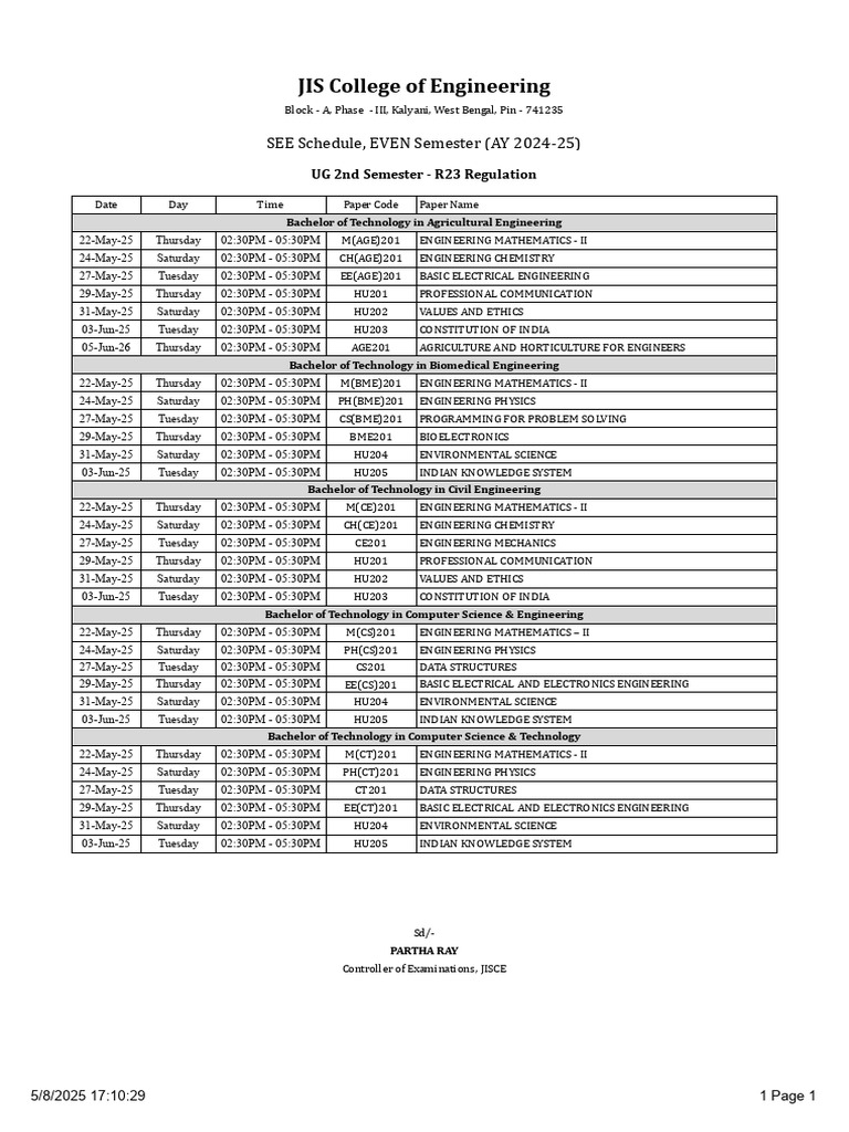 SEE SCHEDULE 2 - 4 - 6 (UG and PG) - 09-05-2025 | PDF | Engineering ...