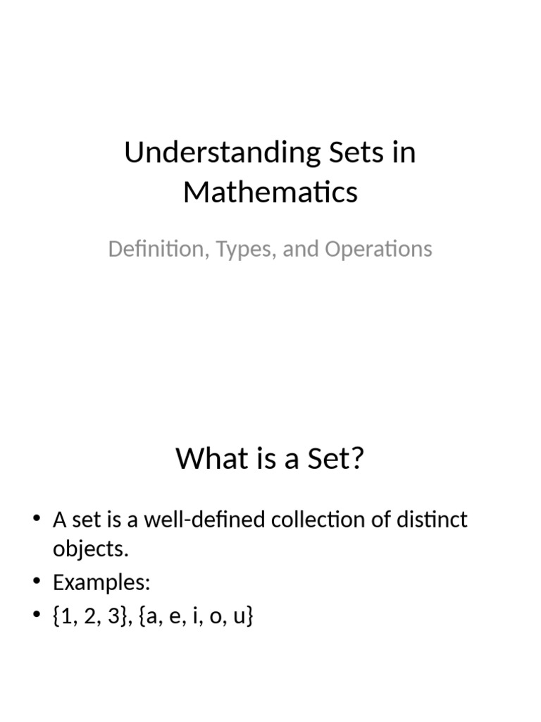 Sets in Mathematics: Definition & Operations | PDF