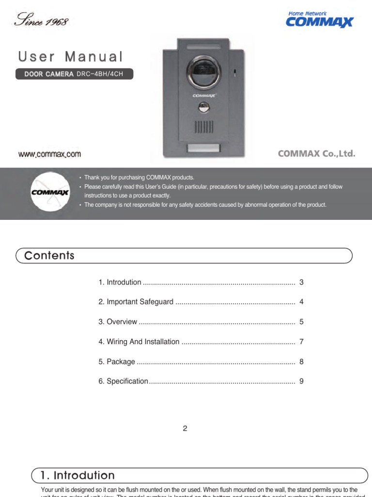 Manual de Utilizare Videointerfon de Exterior Commax DRC-4CHC | PDF ...