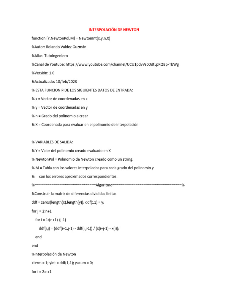 Codigos Interpolación | PDF | Interpolación | Álgebra lineal