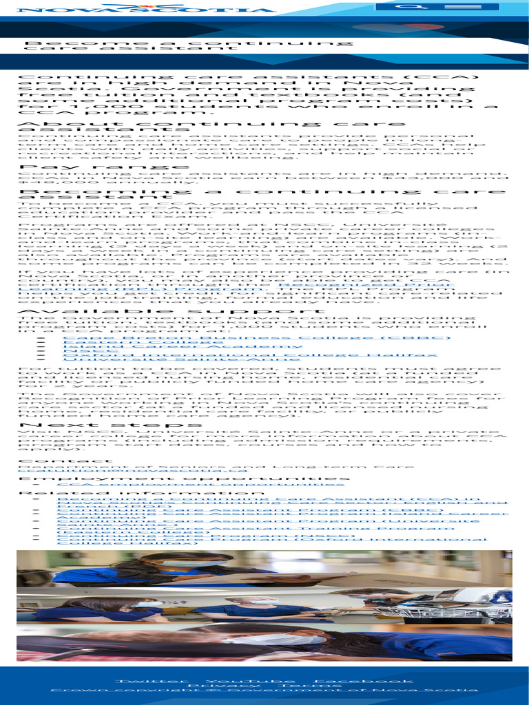 Become A Continuing Care Assistant - Government o 3 | PDF