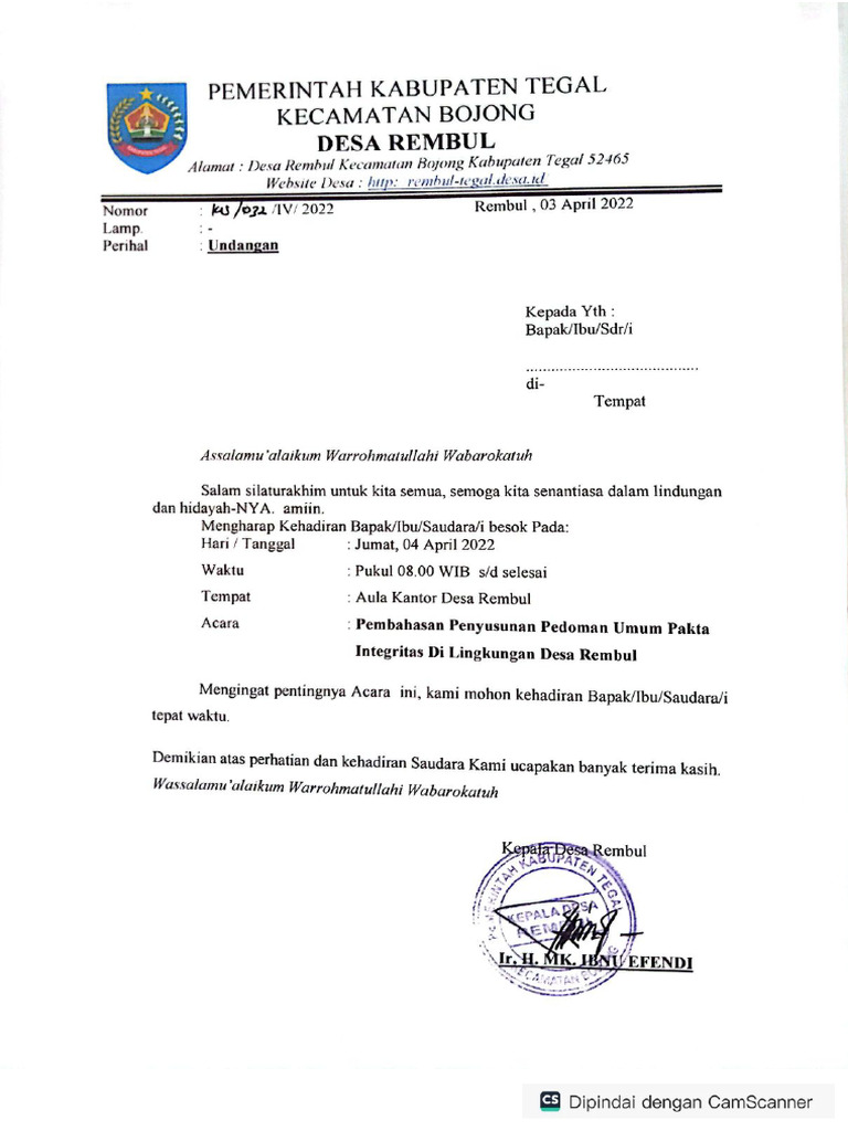 Dokumen Penyusunan Perkades Pedoman Pakta Integritas | PDF