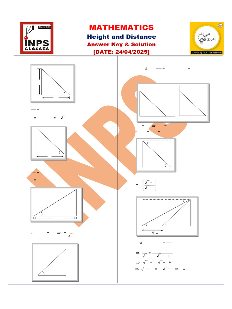 Height and Distance Solution | PDF | Elementary Geometry | Trigonometry