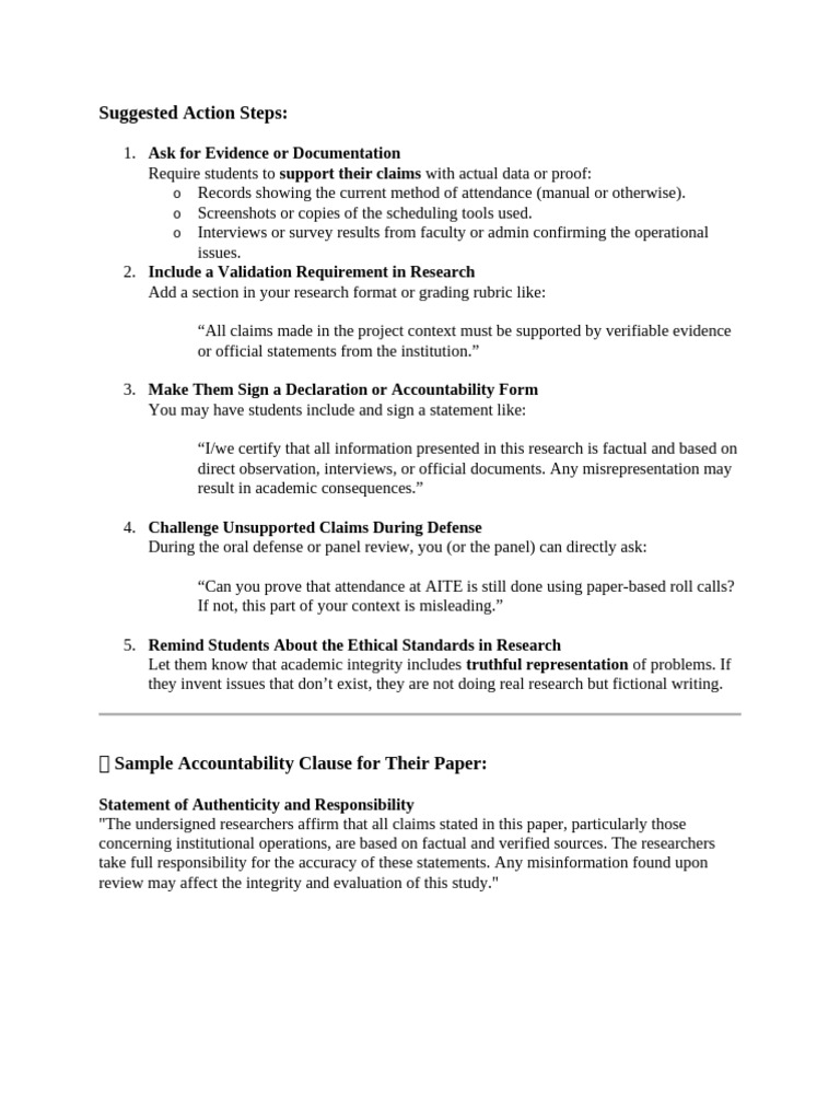 Suggested Action Steps-BSTIT | PDF