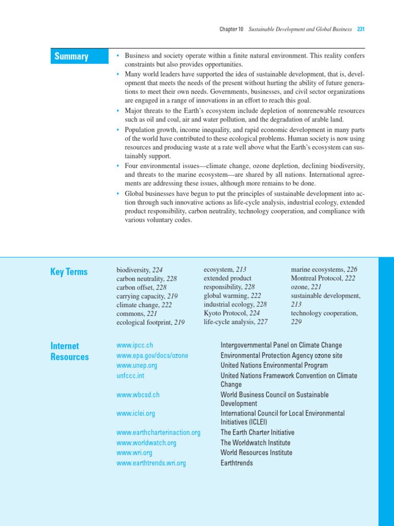 CH 10 Summary and Vocabulary | PDF | Sustainability | Sustainable Development