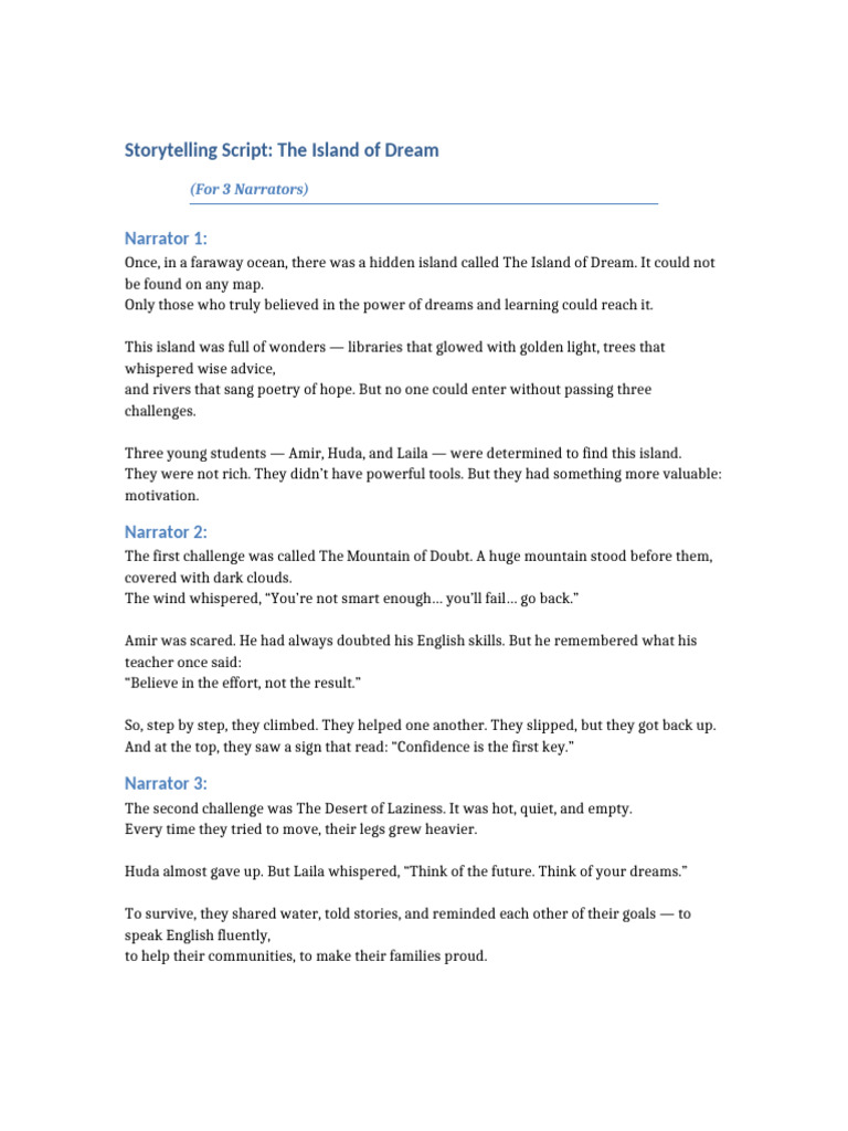 Storytelling The Island of Dream | PDF