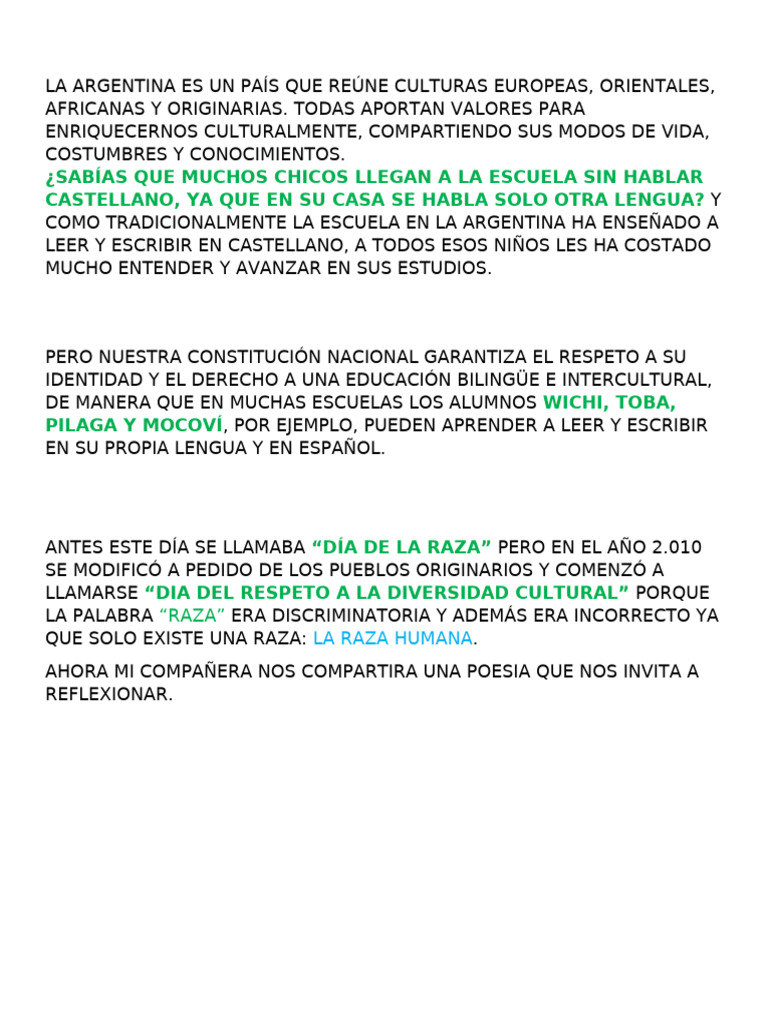 La Argentina Es Un País Que Reúne Culturas Europeas | PDF