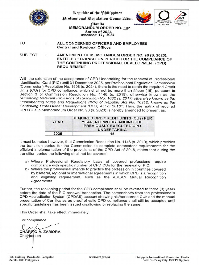 Amendment to CPD Compliance Order 102 | PDF | Justice | Crime & Violence