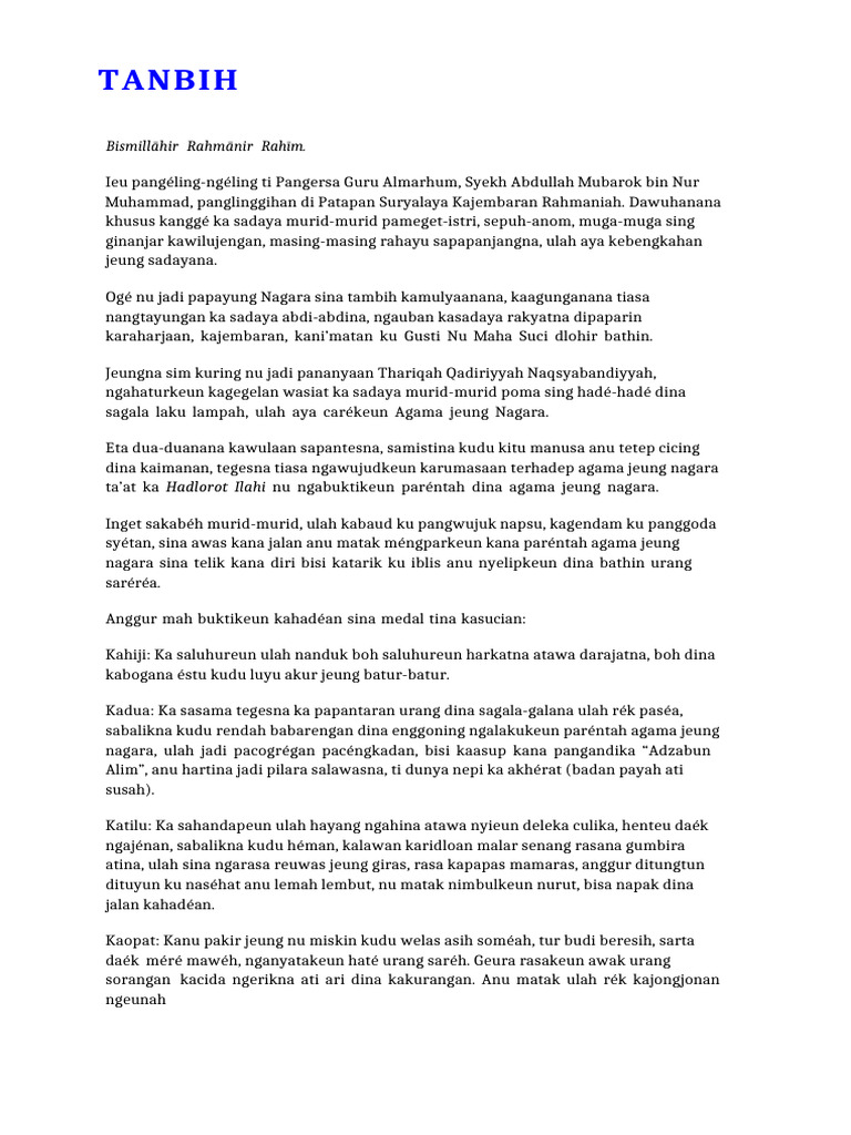 Tanbih Sunda | PDF