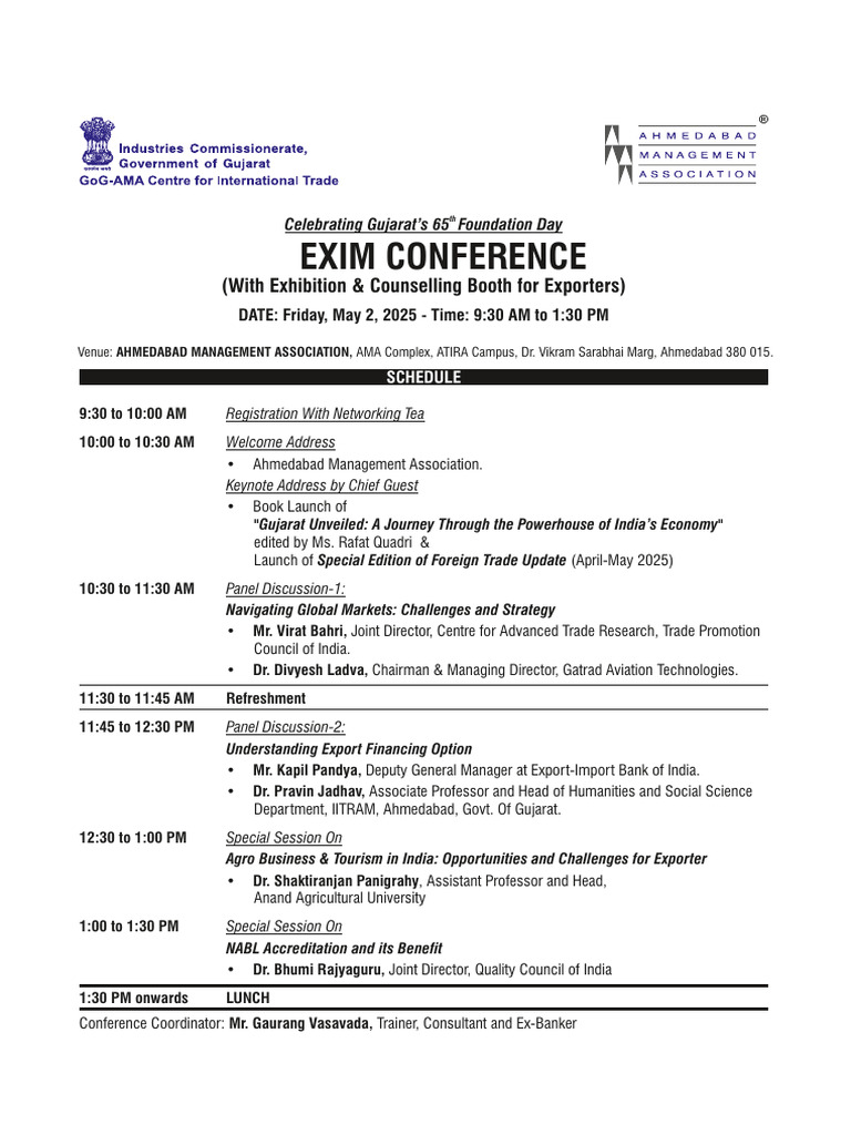 Exim Conference 2025 - May 2, 2025 Schedule | PDF