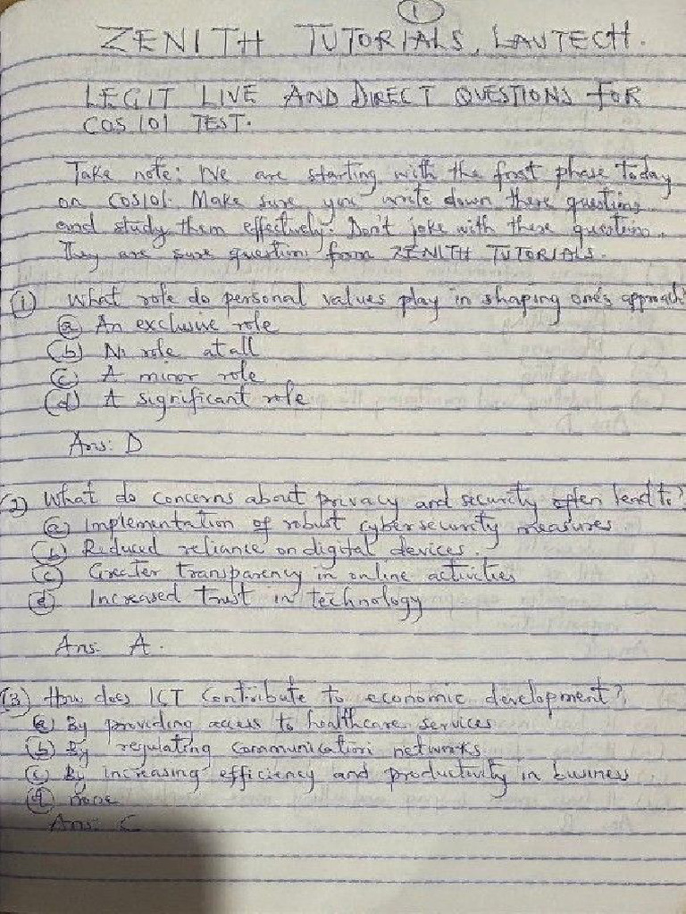 Cos 101 Live and Direct Questions @marvel | PDF