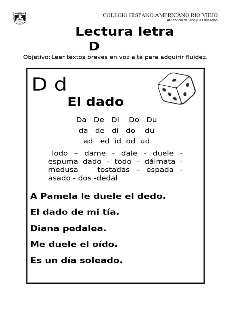 Lectura corta con la letra D | PDF