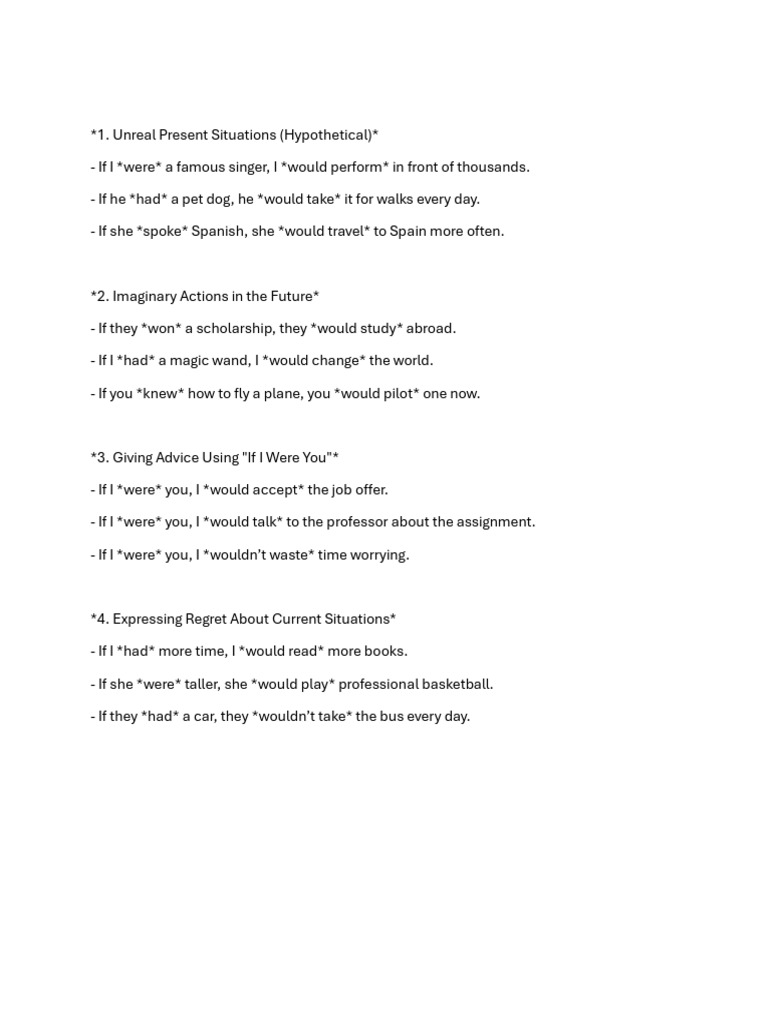 Conditional Sentence Type 2 | PDF