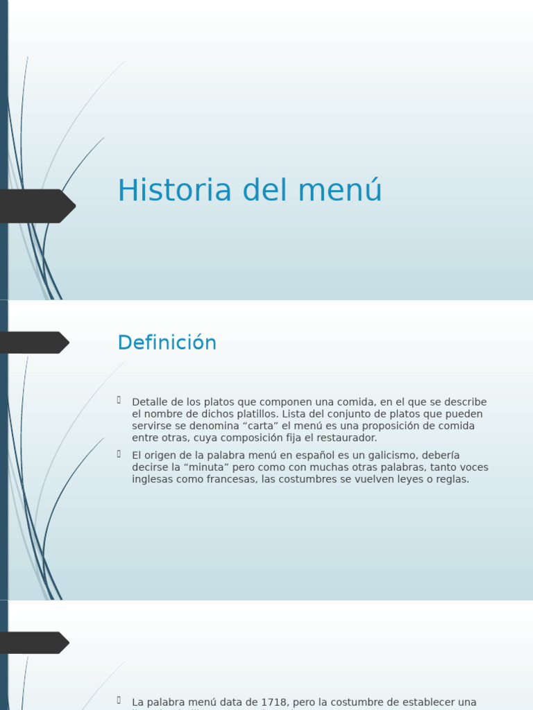 Historia Del Menú en La Humanidad y El Mundo | PDF | Menú | Restaurantes