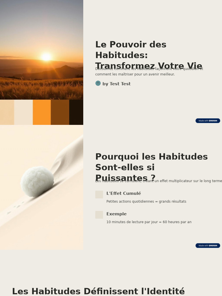 Pouvoir des Habitudes pour Transformer Vie | PDF