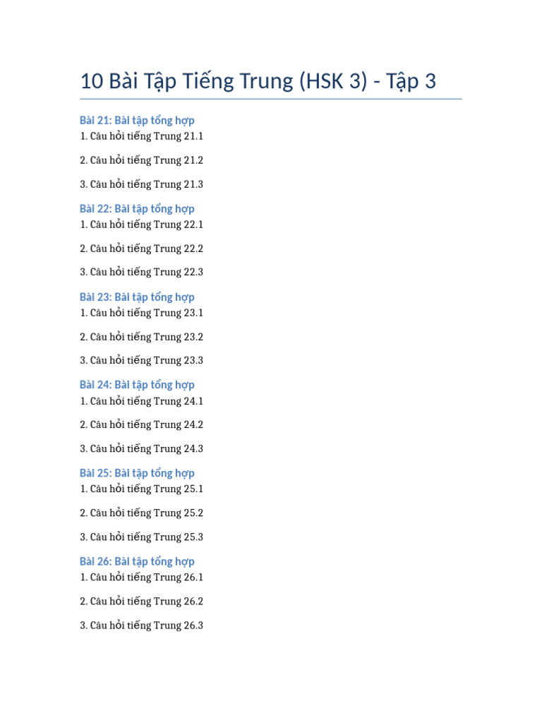10 Bai Tap Tieng Trung Tap 3 | PDF