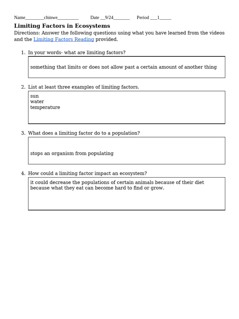 Understanding Limiting Factors in Ecosystems | PDF | Ecosystem ...