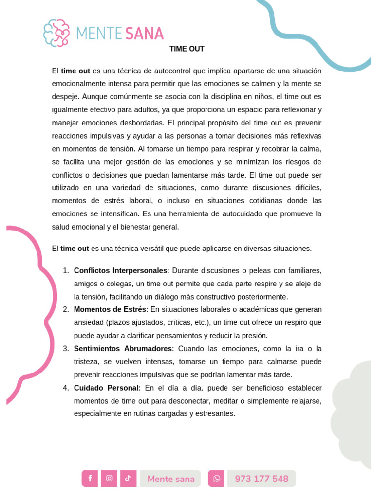Time Out | PDF | Las emociones | Estrés (biología)