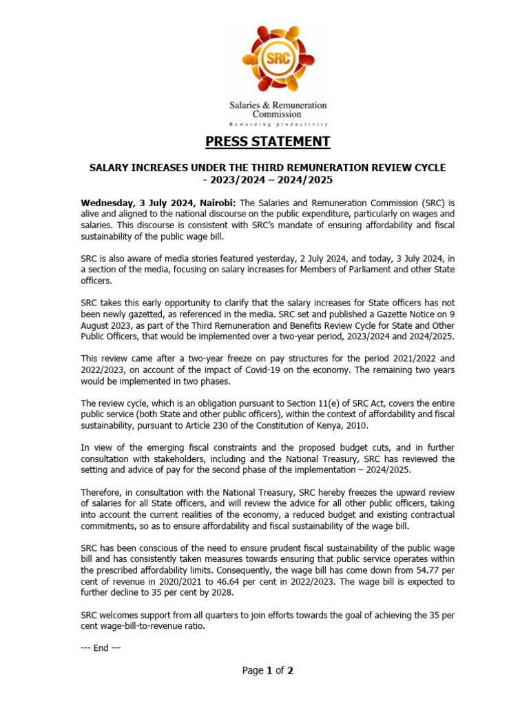 Press Statement On 3rd Review Cycle 3.7.2024 | PDF | Salary | Wage