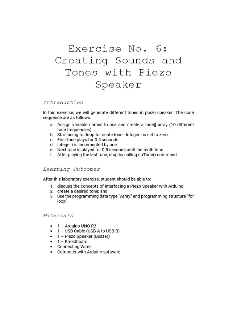 MEng 125n Laboratory Exercise 6 | PDF | Arduino | Computing