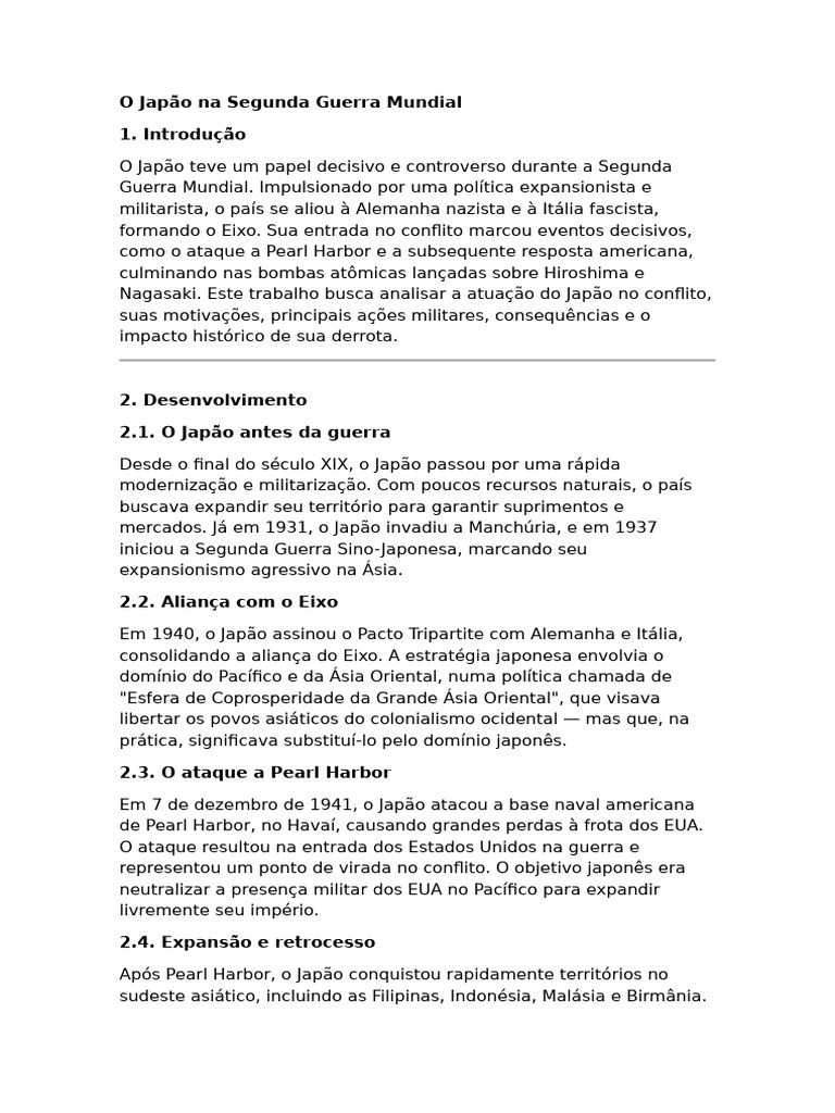 Japão na Segunda Guerra Mundial: Papel e Impacto | PDF | Império do ...