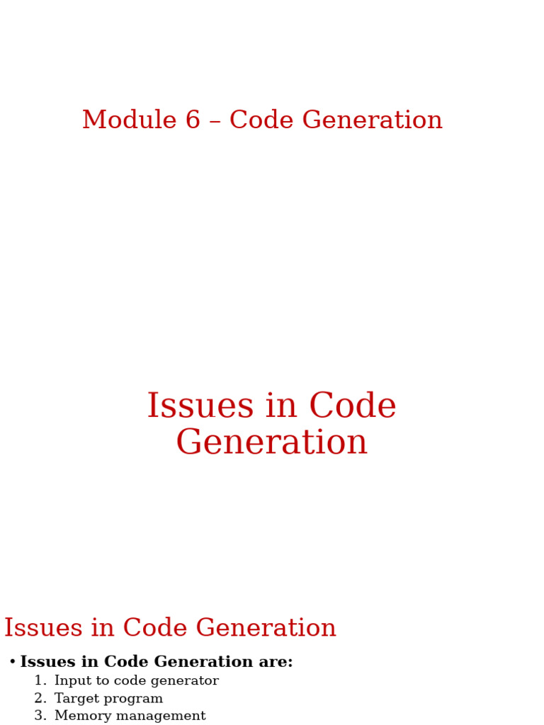 Module 6 - Code Generation | PDF | Assembly Language | Computer Program