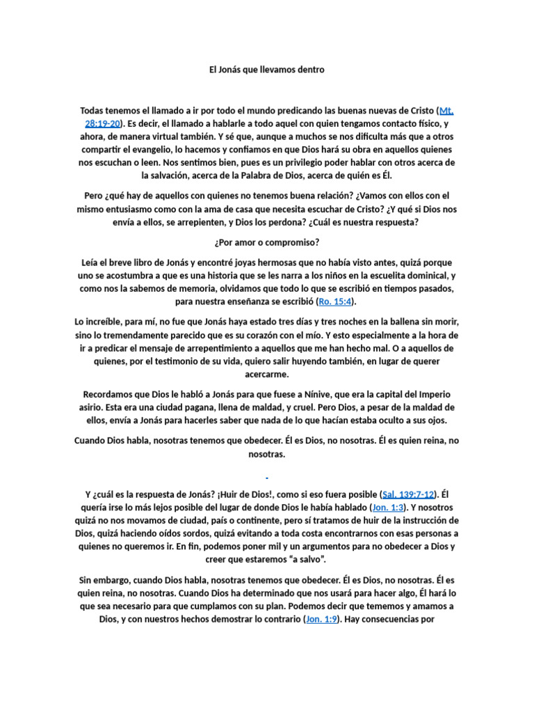 El Jonás Que Llevamos Dentro | PDF | Jonás | Dios