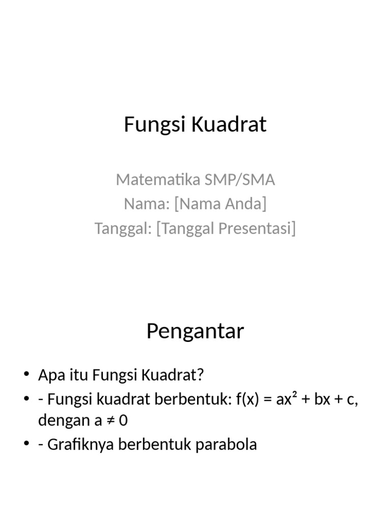 Fungsi Kuadrat PPT | PDF