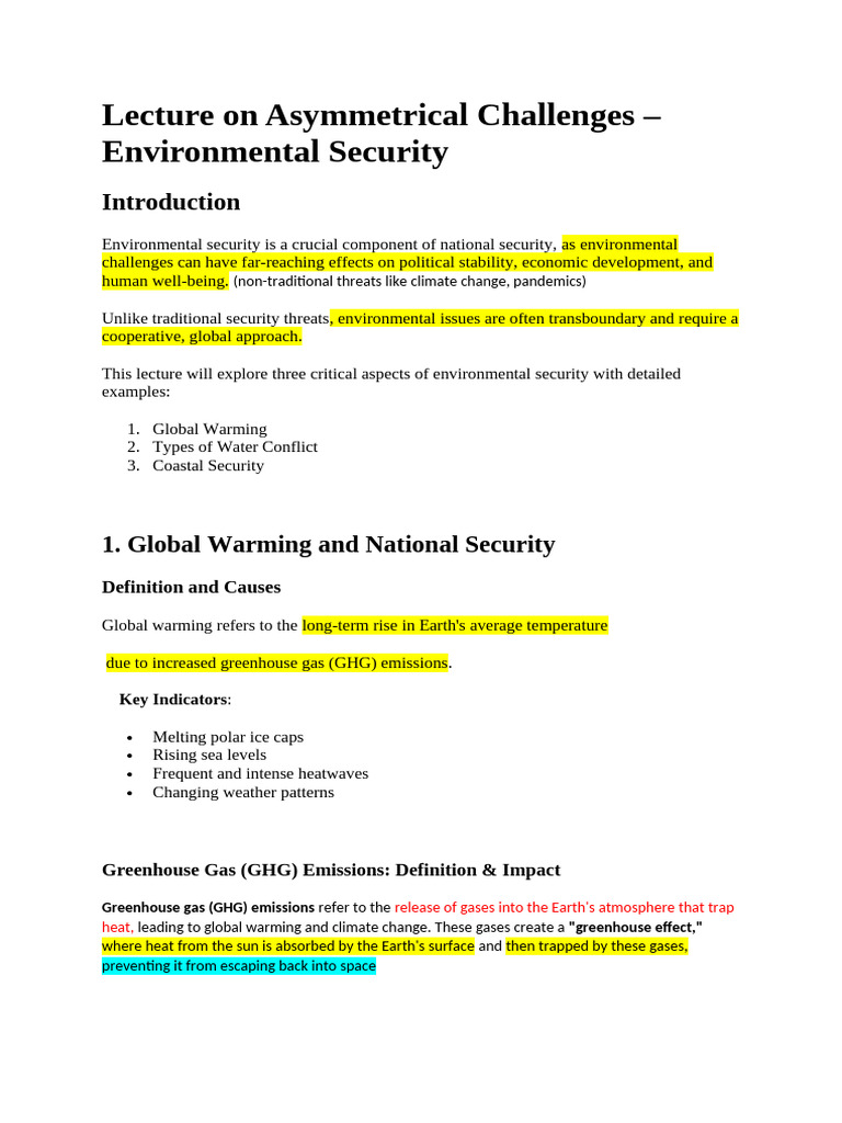 Lecture On Asymmetrical Challenges UNIT 3 | PDF | Greenhouse Gas ...