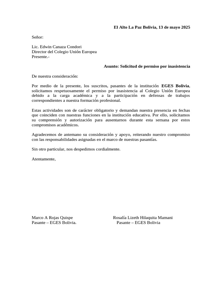 Carta Permiso M R | PDF