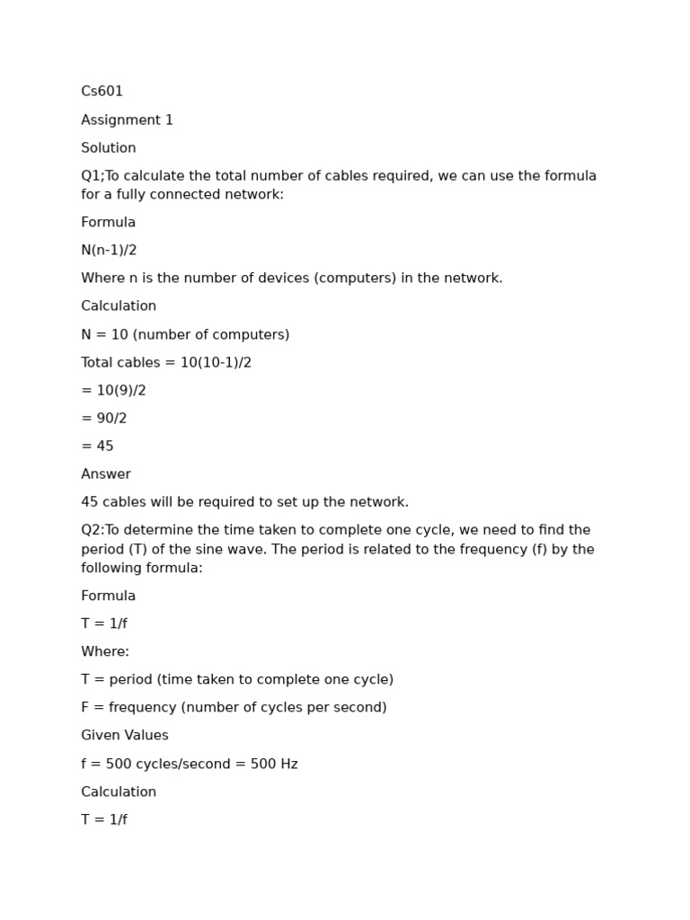 Cs601 Assignment 1 | PDF