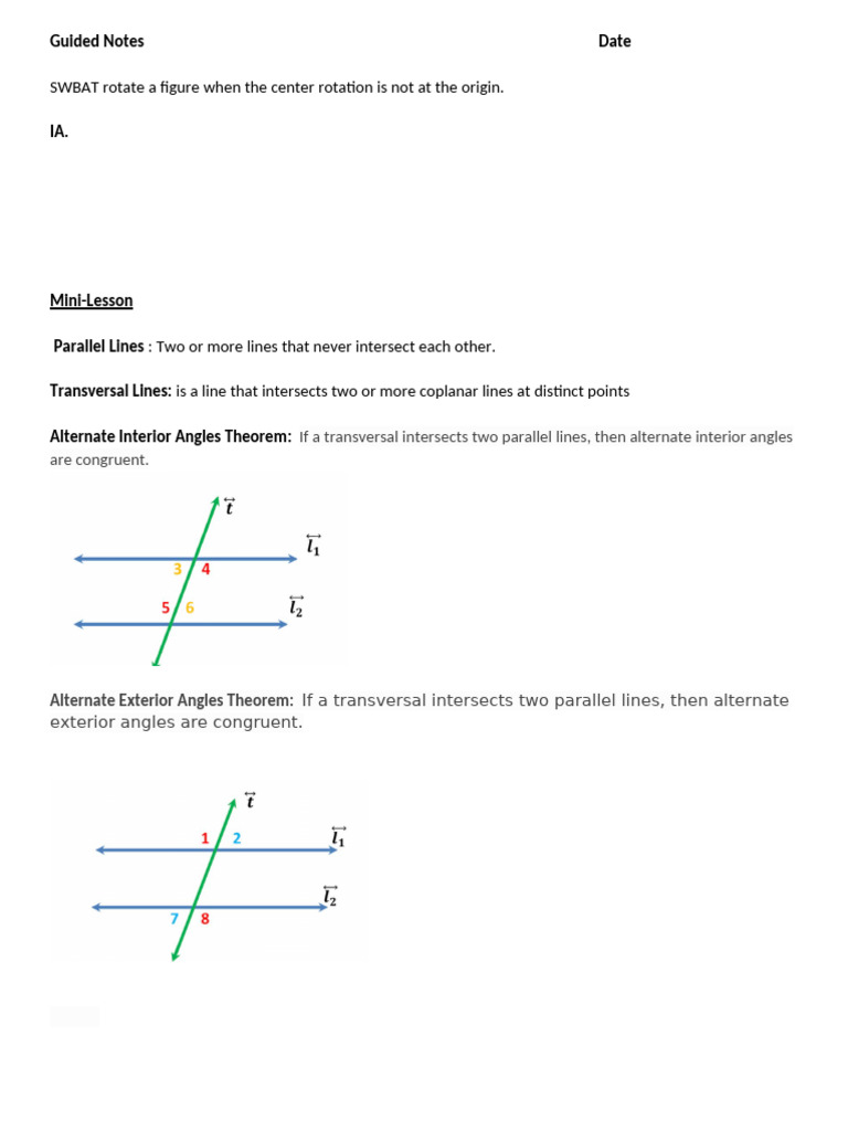 Parallel Lines & Transversal - Day 1 | PDF | Classical Geometry | Euclid