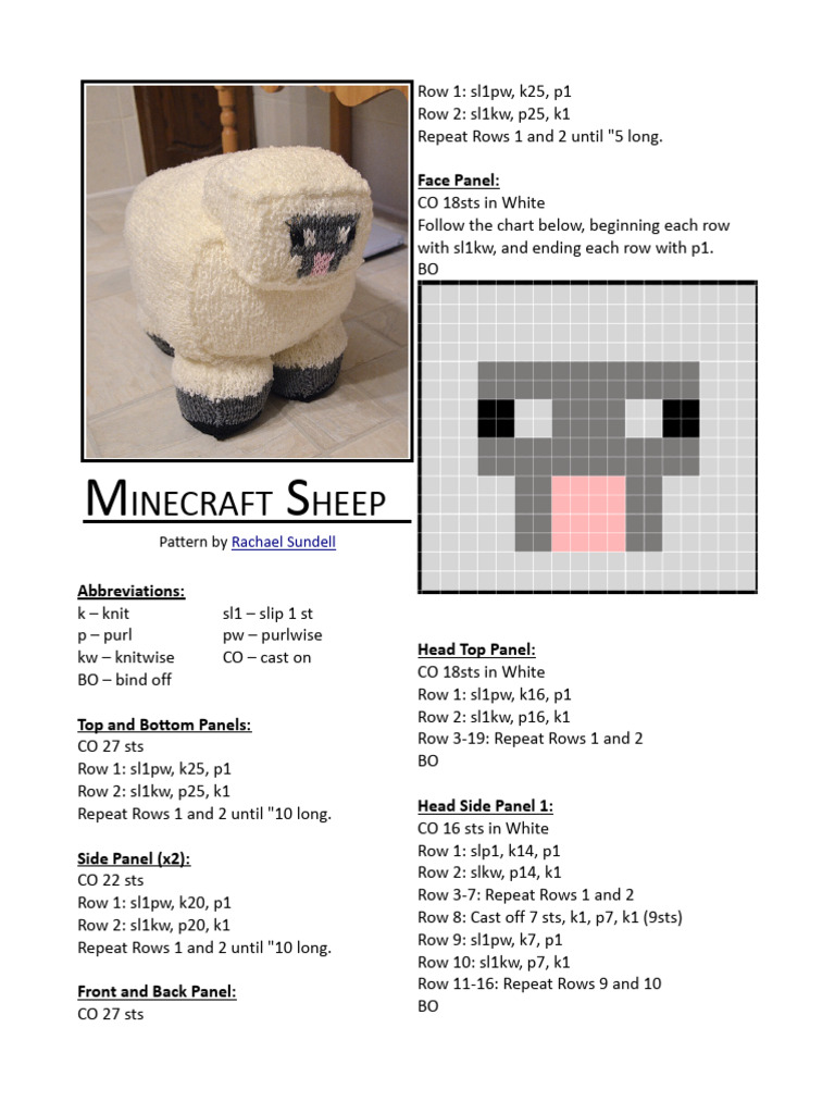 Minecraft Sheep Pattern | PDF | Needlework | Textile Arts