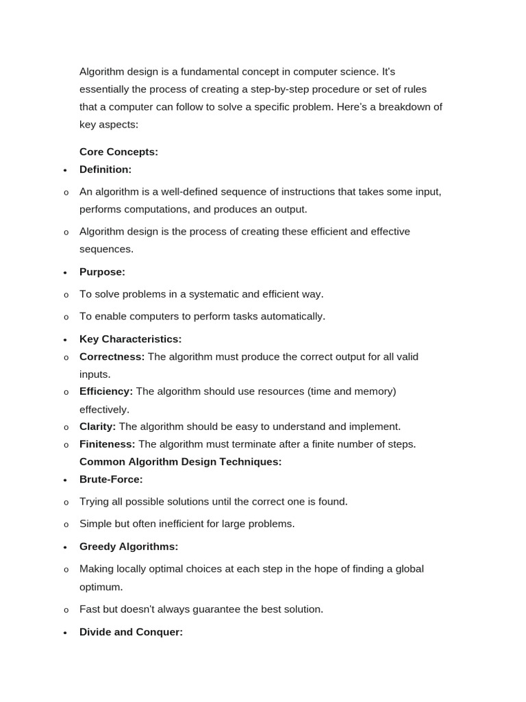 Algorithm Design Is A Fundamental Concept in Computer Science | PDF